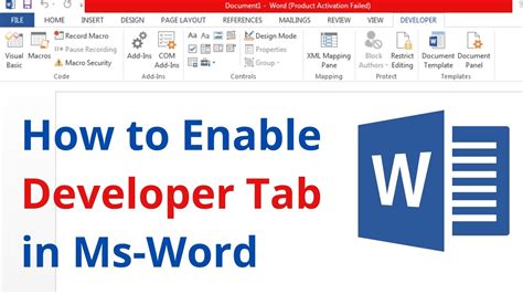 Activate Developer Tab In Word Mommyorder