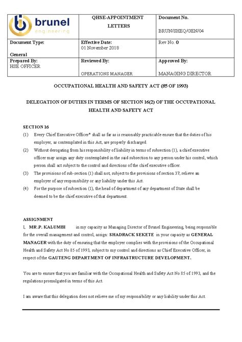 05 01 Ohsa 162 Occupational Health Nd Safety Act Qhse