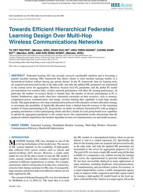 Pdf Toward Efficient Hierarchical Federated Learning Design Over Multi Hop Wireless