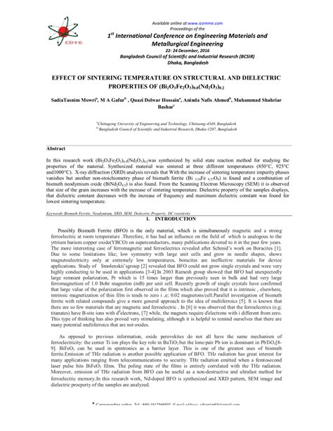 Pdf Effect Of Sintering Temperature On Structural And Dielectric