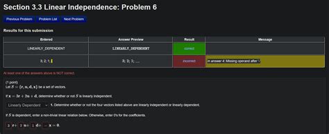 solved section 3 3 linear independence problem 6 previous
