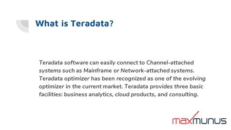 Teradata Training By Maxmunus Introduction To Teradata Training Teradata Is An Open Processing