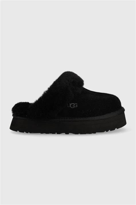 Ugg Leather Slippers W Disquette Black Color 1122550blk At Prm Us