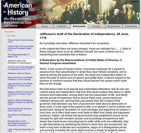 American History Documents Jeffersons Draftdeclaration Of