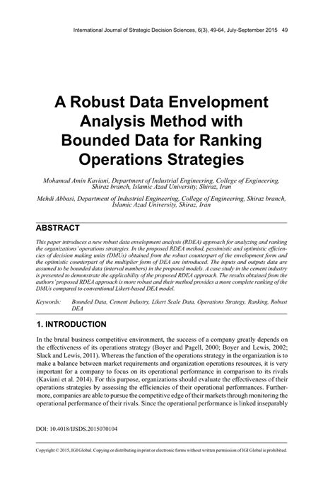 Pdf A Robust Data Envelopment Analysis Method With Bounded Data For