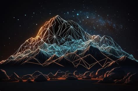 Premium Ai Image Conceptual Wireframe Of A Sky And Spacefilled Setting Generative Ai