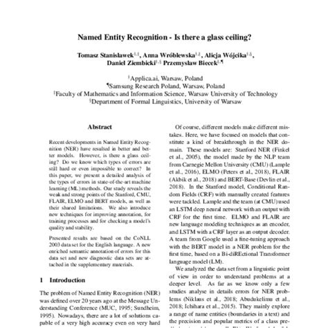 Named Entity Recognition Is There A Glass Ceiling Acl Anthology