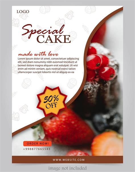 Cake Shop Banner Template Poster Flat Design Premium Vector