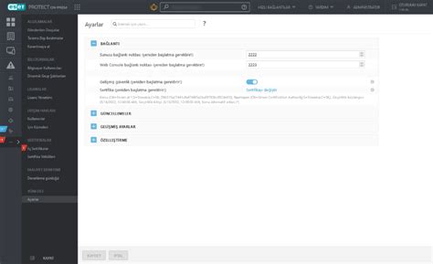 Yeni Bir Eset Protect Server Sertifikası Ayarlama Eset Protect On