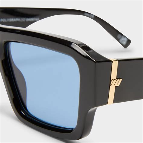 Polygraph Black Uni Sex Rectangle Sunglasses Le Specs