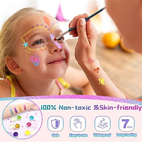 Kit De Tatuajes Purpurina Temporales 36 Colores Brillo Con 182