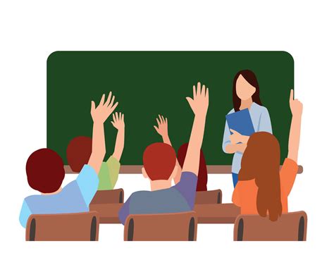 Students Raising Their Hands In Class 26299891 Vector Art At Vecteezy