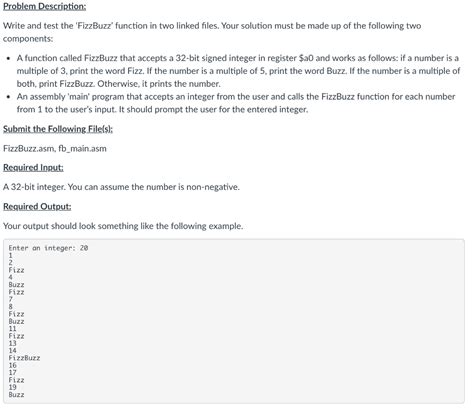 Solved Problem Description Write And Test The Fizzbuzz