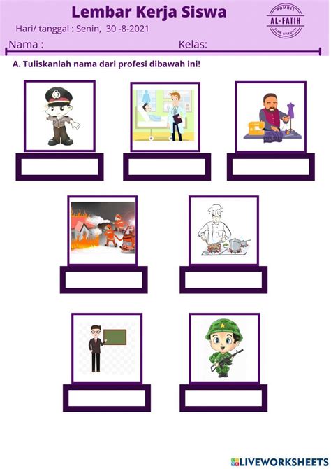 Mengenal Profes Free Interactive Worksheets 3789383