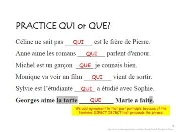 Relative Pronouns QUI And QUE Google French Quick Lesson TPT