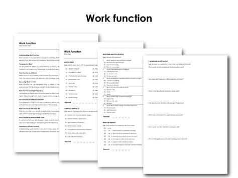 work function infotext and exercises teaching resources