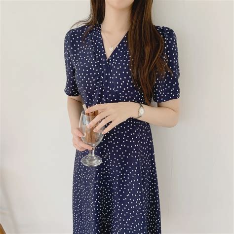 비스켓바스켓 당일출고 블루밍 도트 랩 리본 원피스 3col