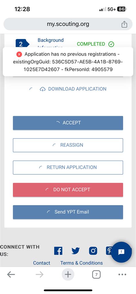 Unable To Accept Adult Application My Scouting Tools Scouting Forums