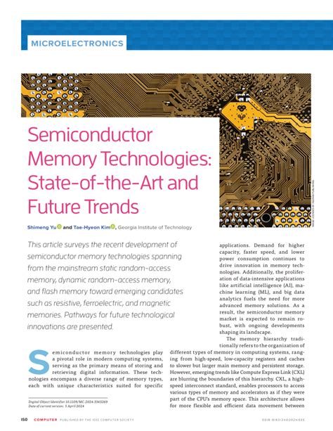 Semiconductor Memory Technologies State Of The Art