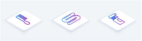 이소메트릭 라인 헤어 브러시 수건 및 미용사 권총 스프레이 병을 설정합니다 흰색 정사각형 버튼 벡터 3차원 형태에 대한 스톡 벡터 아트 및 기타 이미지 Istock