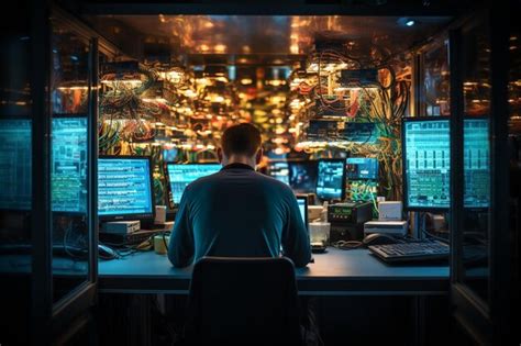 Premium Photo Data Center Engineer Using Laptop Computer Ar C V