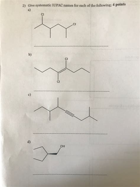 Solved 2) Give systematic IUPAC names for each of the | Chegg.com