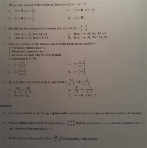 Solved What Is The Domain Of The Reciprocal Function Of Chegg Com