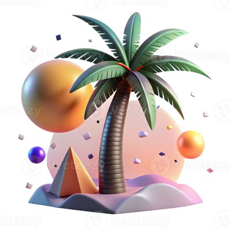 Impressive Traditional Palm Tree Silhouette Against Ocean Isolated Element High Resolution