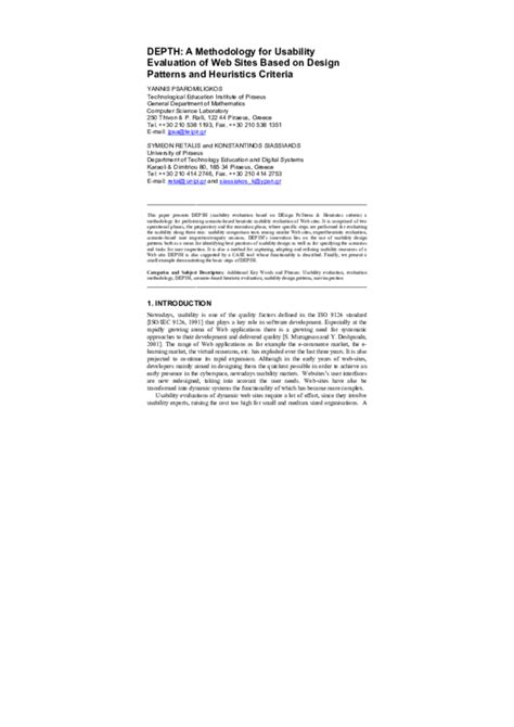 pdf depth a methodology for usability evaluation of web sites based