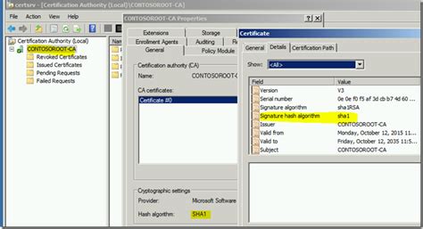 sha1 key migration to sha256 for a two tier pki hierarchy microsoft