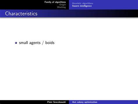 ant colony optimization heuristic algorithms and swarm intelligence ppt