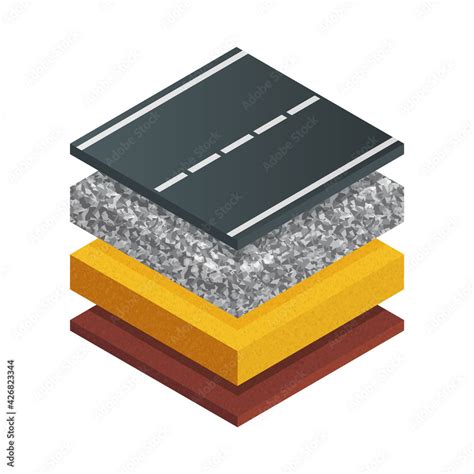 Vector Illustration Typical Asphalt Road Structure Isolated On White Background Realistic Cross