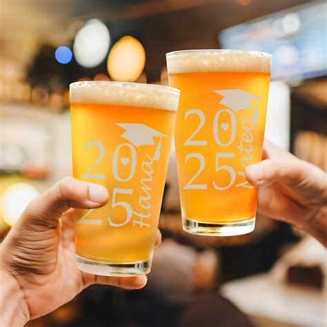 Personalized Name Graduation 16oz Beer Mug With Handlebeer Pint Glass