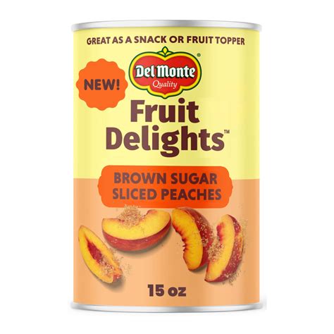 Del Monte Fruit Delights Sliced Peaches 15 Oz Can Brown Sugar Syrup