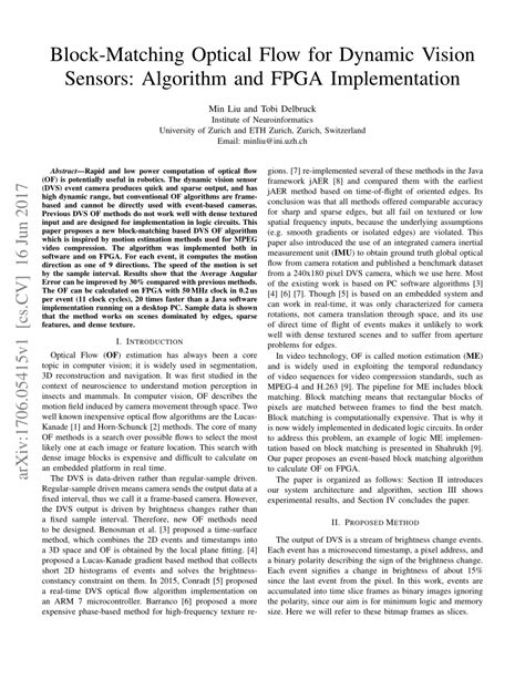 Pdf Block Matching Optical Flow For Dynamic Vision Sensor Algorithm