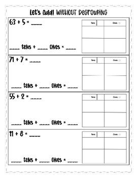 Double Plus Single Without Regrouping By Carrie Martinez TPT