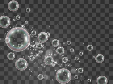 투명 한 배경에 공기 비누 거품입니다 전구의 벡터 일러스트 레이 션 프리미엄 벡터