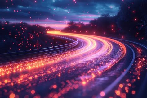 fast data transfer concept with flow of data moving in synchrony modern