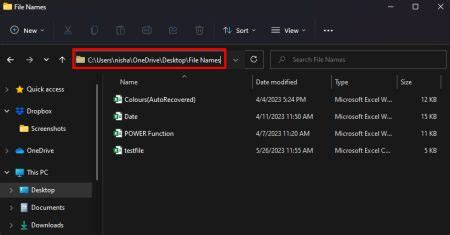 How To Copy File Names Into Excel