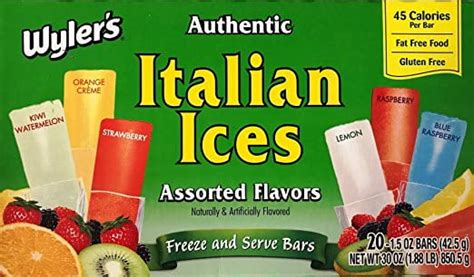 Wylers Italian Ices Original 15 Oz 20 Ice Pops Box Single Pack