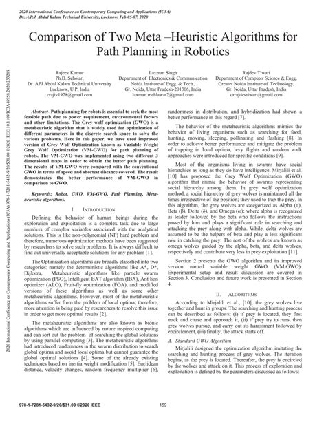 Pdf Comparison Of Two Meta Heuristic Algorithms For Path Planning In