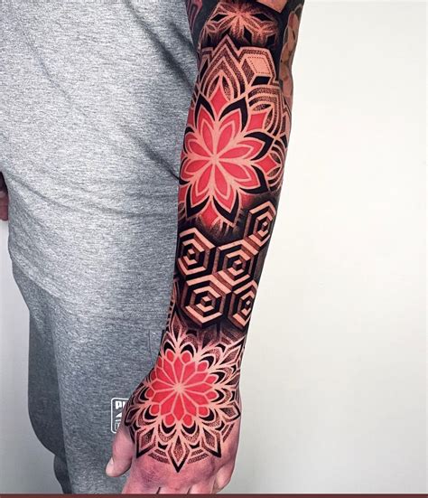 K I W A On Instagram Black And Red Geometric Tattoo Sleeve Designs