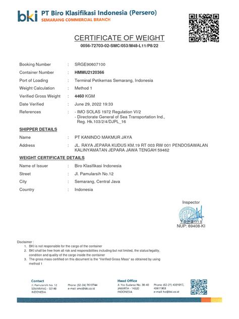 Vgm Certificate By Bki Pdf 1 Pdf