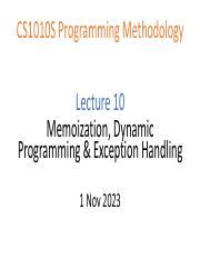 Understanding Memoization Dynamic Programming Exception Course Hero