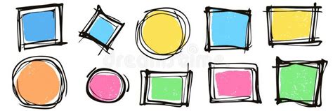 A Collection Of Hand Drawn Colorful Doodle Frames Includes Box