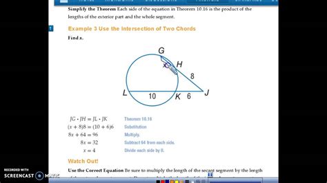 Theorem 1016 Secant Segment Theorem Youtube