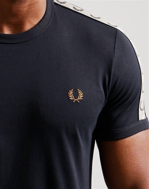 Fred Perry Contrast Tape Ringer T Shirt Anchor Greyblack Terraces