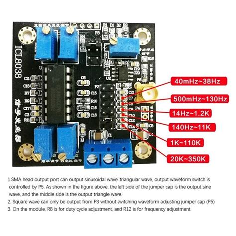 ICL8038 Low Frequency Signal Generator Module Sine Square Triangle Wave Board Sinus Generator