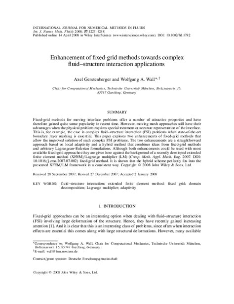 Pdf Enhancement Of Fixed‐grid Methods Towards Complex Fluidstructure