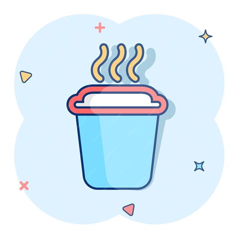 만화 스타일의 커피 차 컵 아이콘 커피잔 벡터 만화 그림 그림 음료 비즈니스 개념 스플래시 효과 프리미엄 벡터